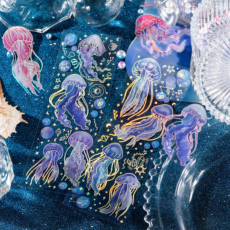2 Sheets, Jellyfish Stickers, Jellyfish, Sea Stickers, Colorful ...