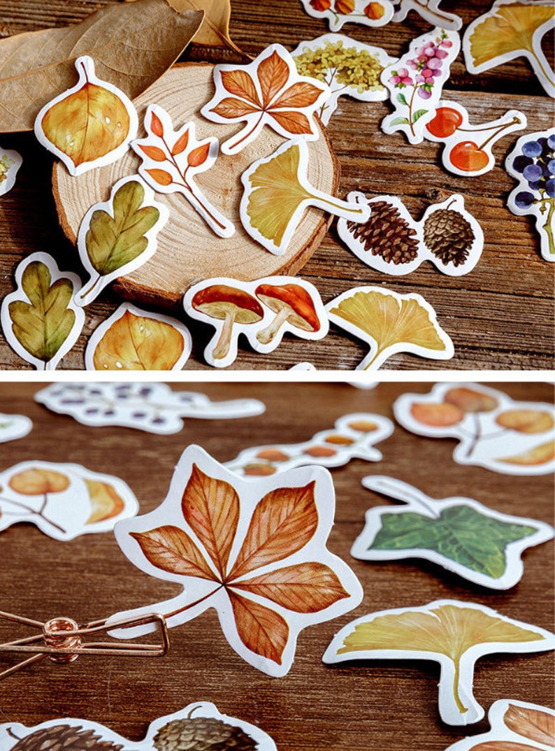 46pcs leaf stickers leaves stickers sticker flakes Planner | Etsy