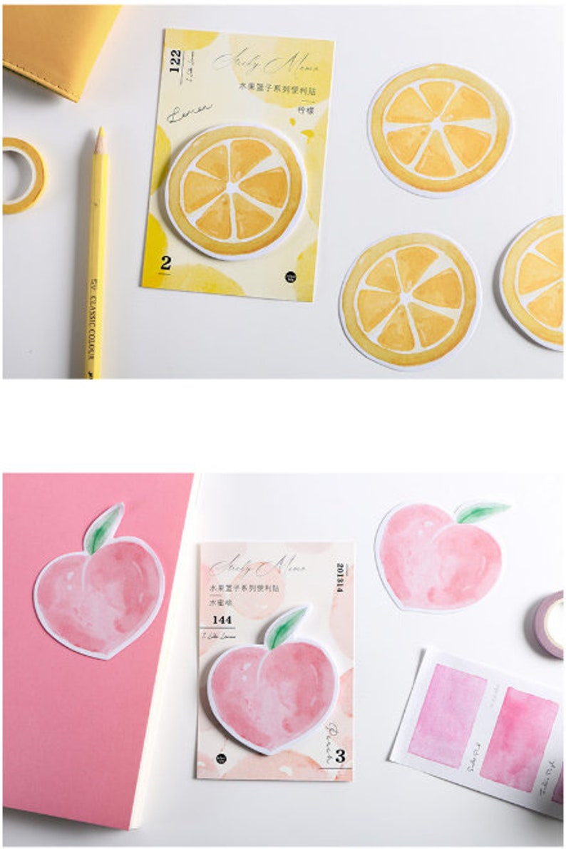 30sheets Fruit Sticky Notes Lemon Pear Peach Watermelon - Etsy