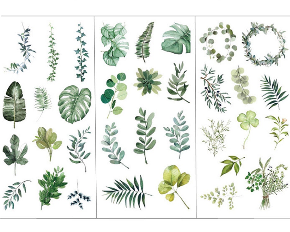 3 Sheets Leaves Stickers Plant Stickers Planner Sticker - Etsy