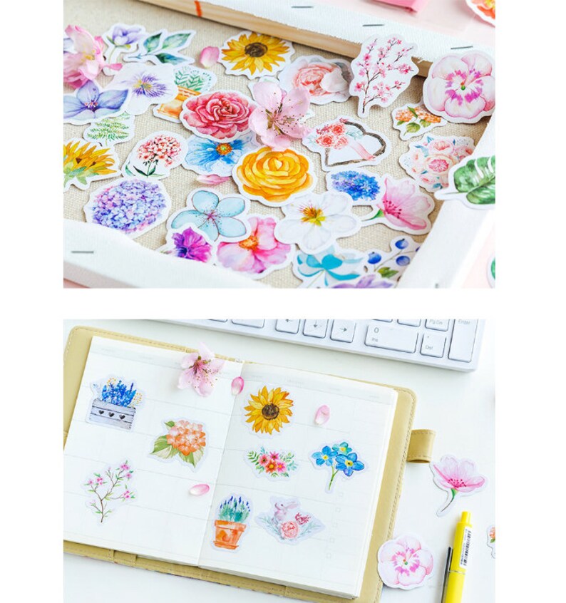 45pcs Flower Stickers Sticker Flakes Floral Stickers | Etsy