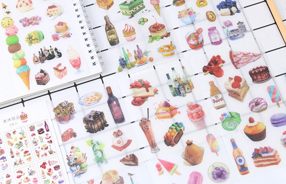 6 Sheets Cake Stickers Food Stickers Dessert Stickers Ice - Etsy