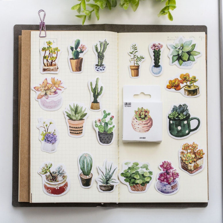 50pcs Succulent stickers Plant sticker cactus flower | Etsy