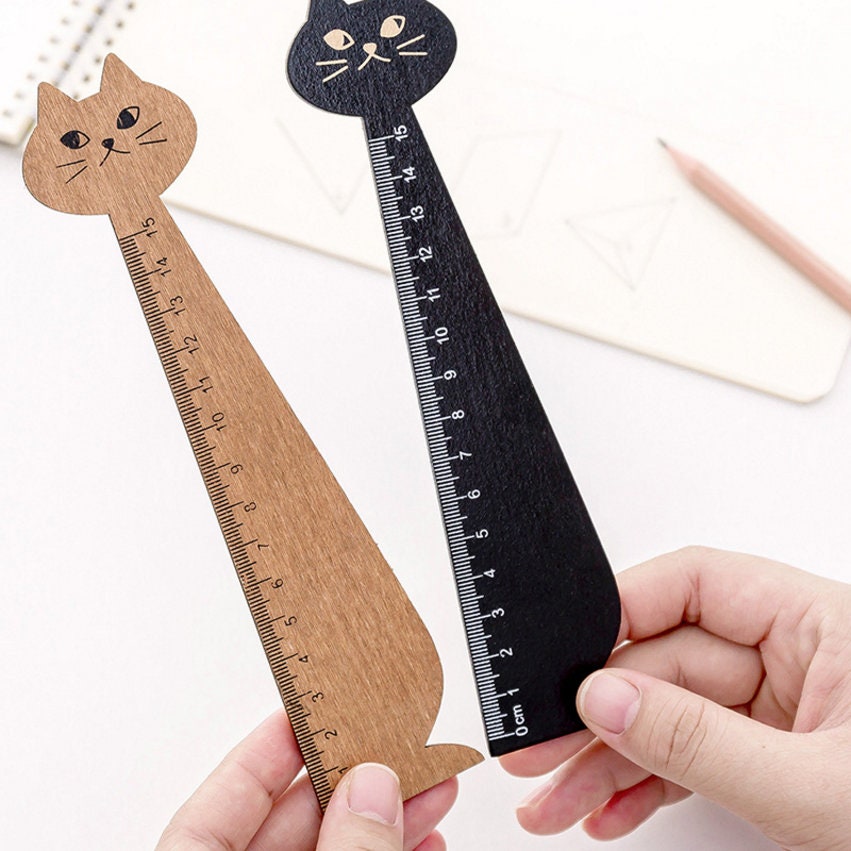 Cat ruler wooden ruler Black ruler cute ruler kawaii | Etsy