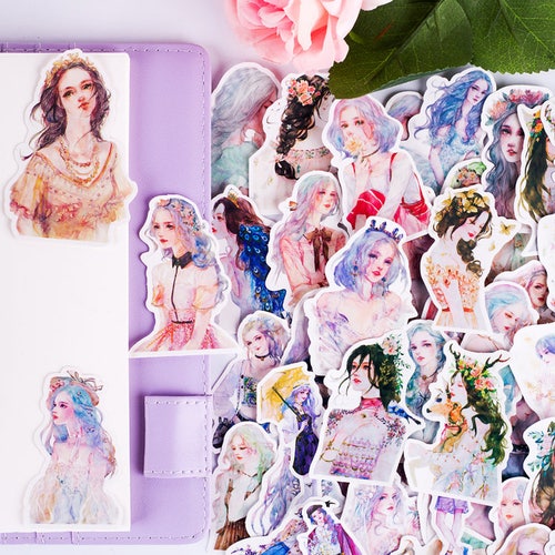 51pcs Girl Stickers Cute Sticker Bag Sweet Girl Sticker - Etsy