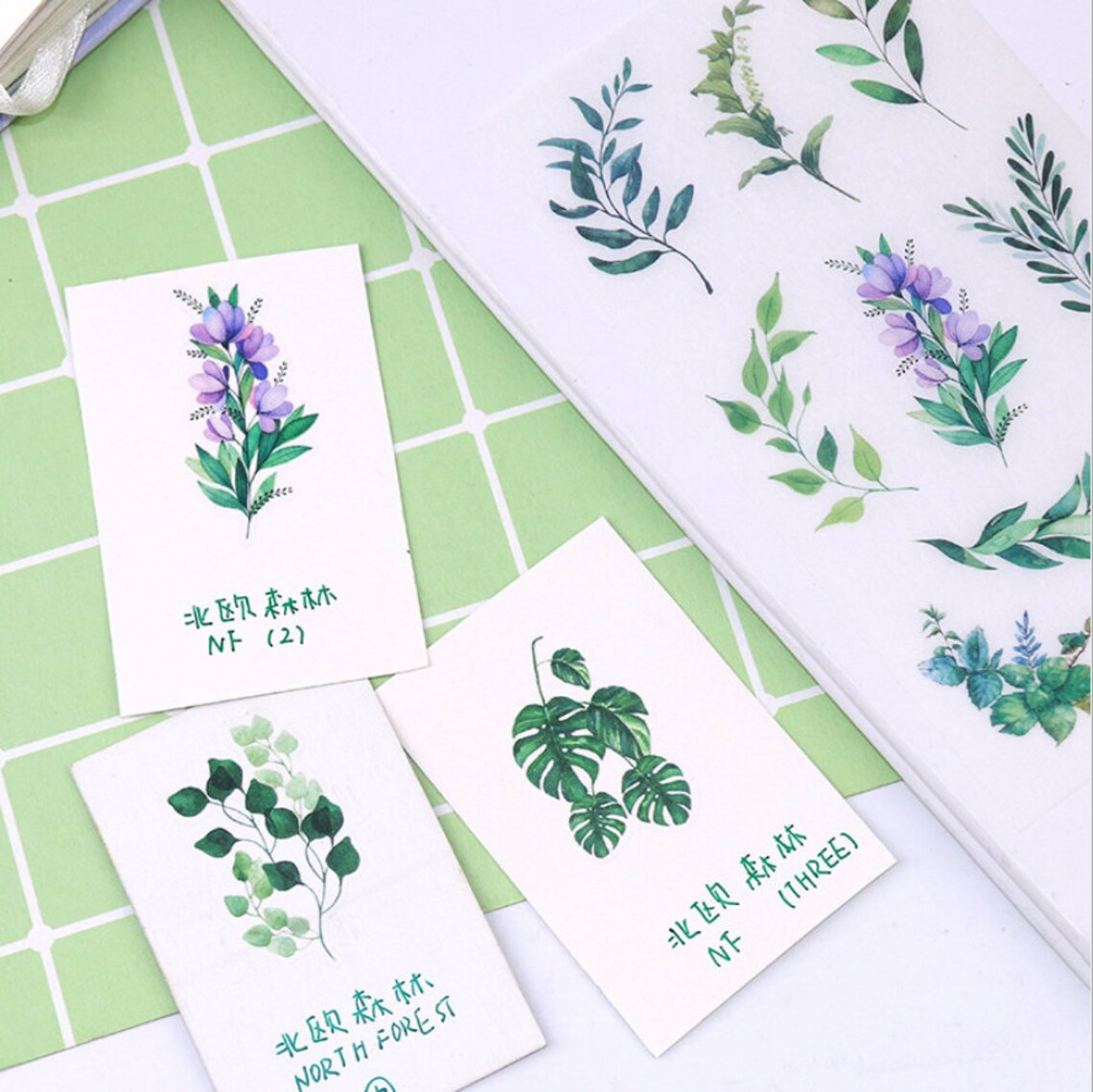 6 sheets leaves stickers Plant sticker green Planner | Etsy