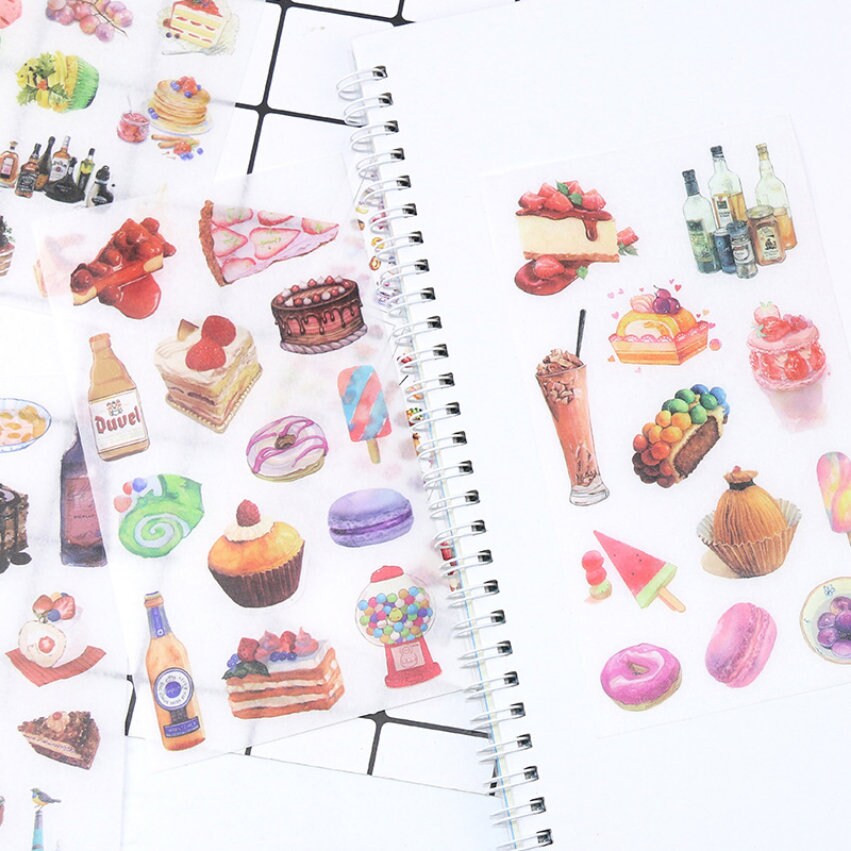 6 Sheets Cake Stickers Food Stickers Dessert Stickers Ice - Etsy