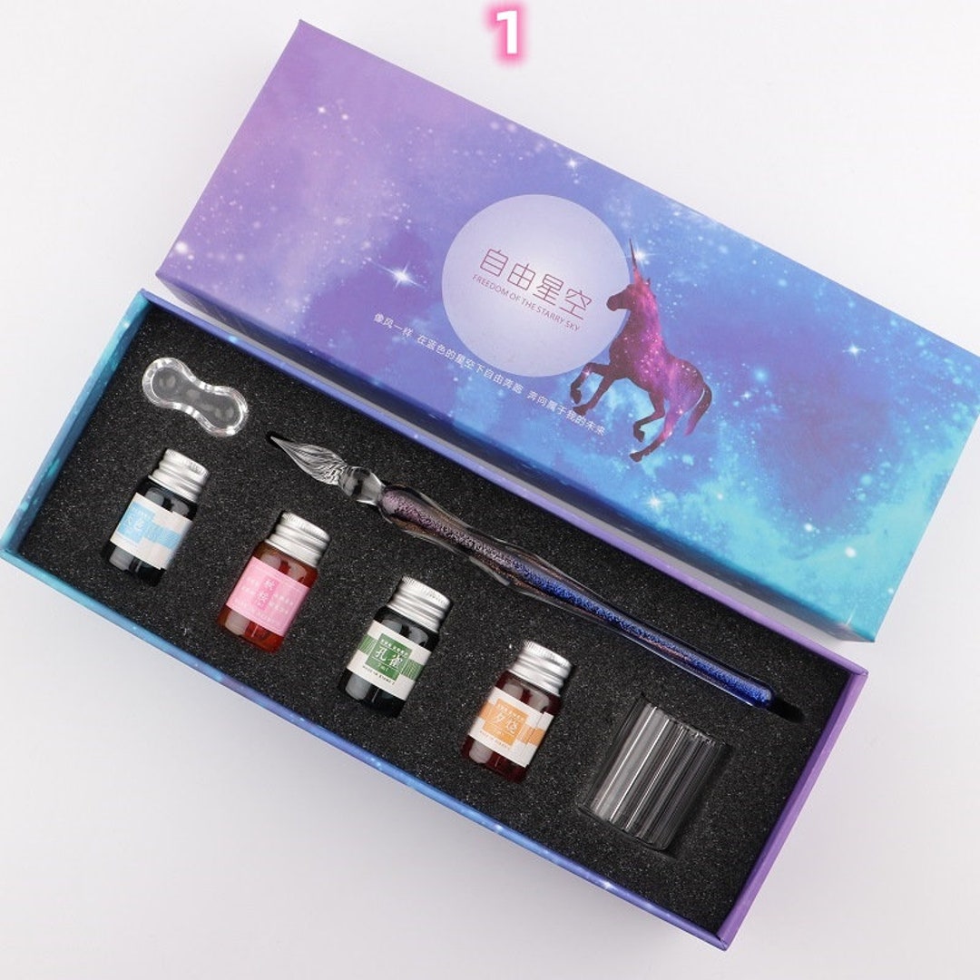 Starry Sky Glass Pen Set, Two-color Gradient Glass Calligraphy, Back to ...