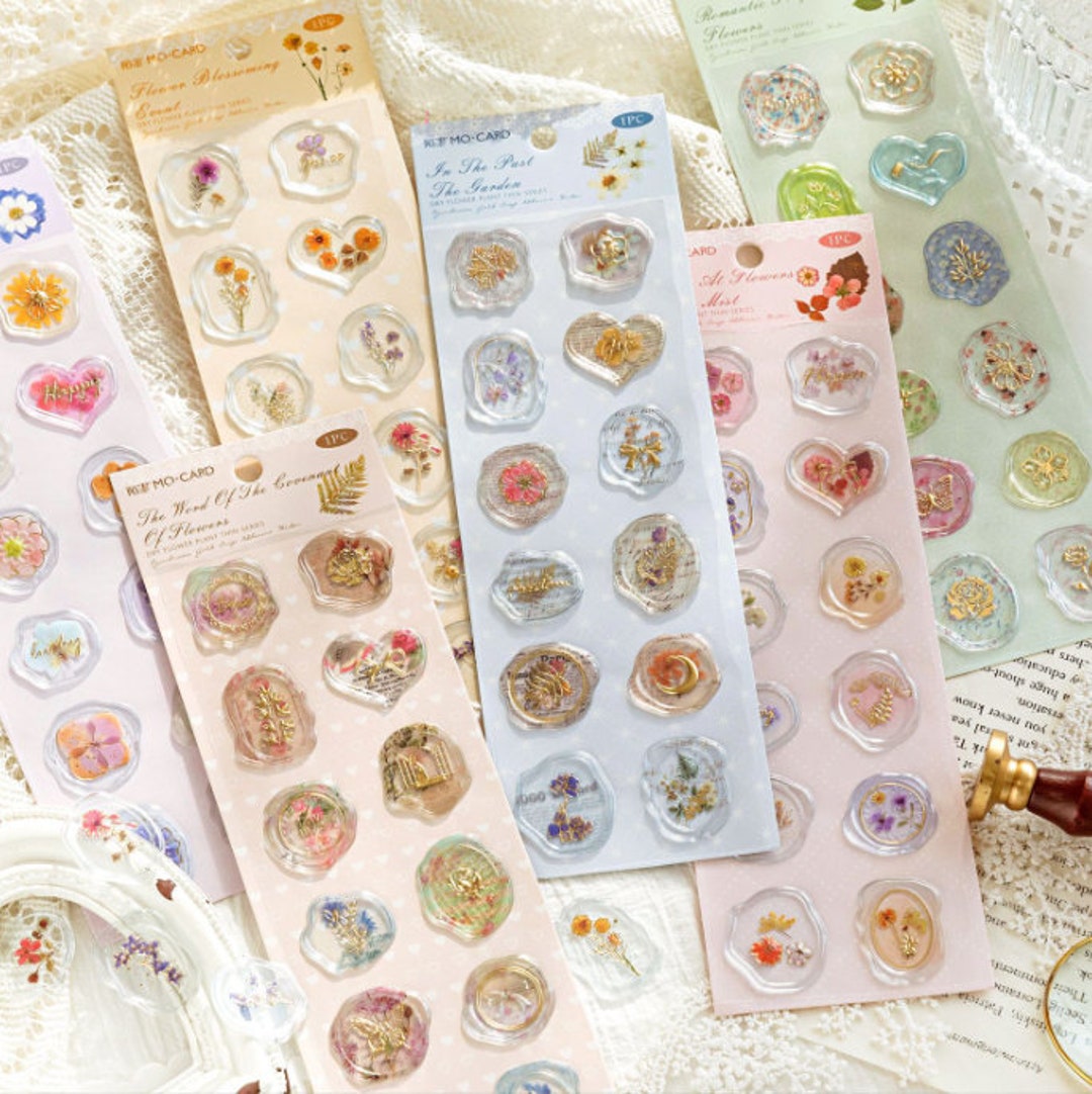 1 Sheet, Dried Flowers Planner Sticker, Gold Foil, Planner Accessories ...