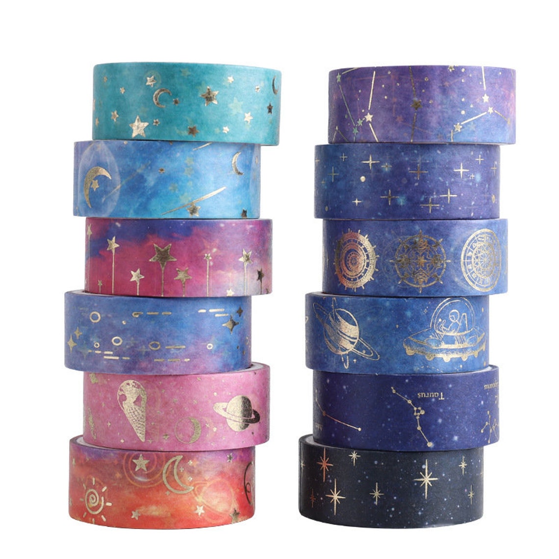 12 Rolls Galaxy Washi Tape Cosmic Washi Tape Universe Gold - Etsy