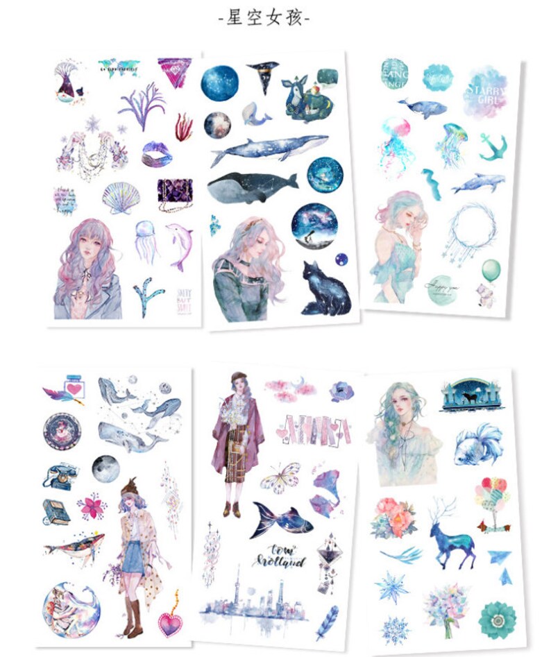 6 Sheets Girl Stickers Planner Sticker Life Stickers | Etsy