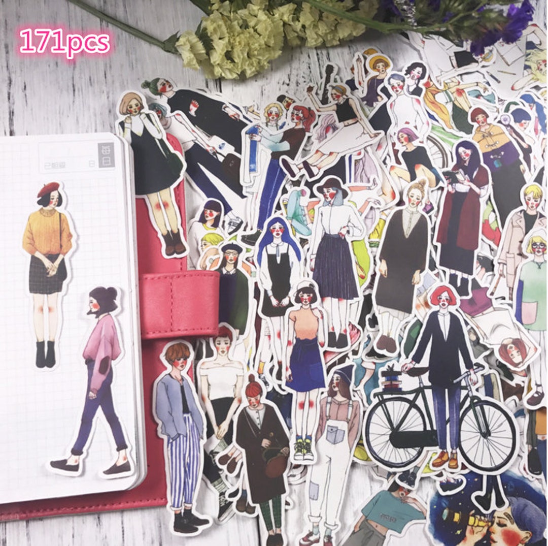 171pcs, Girl Stickers, Cute Sticker Bag, Sweet Girl, Sticker Flakes ...