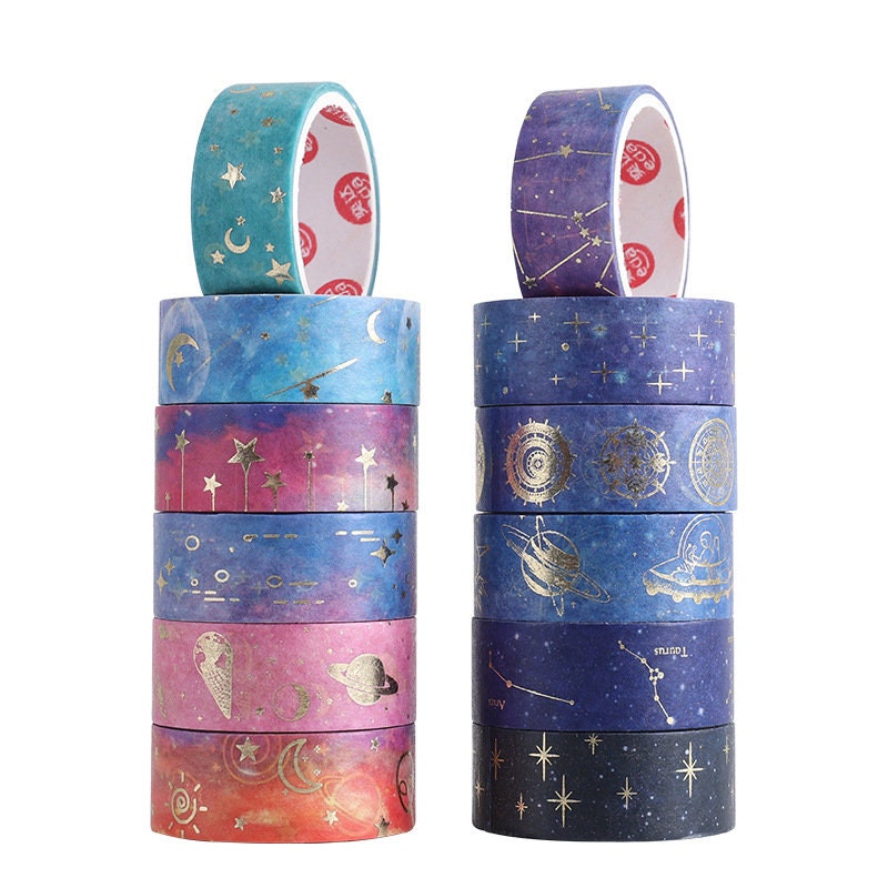 12 Rolls Galaxy Washi Tape Cosmic Washi Tape Universe Gold - Etsy