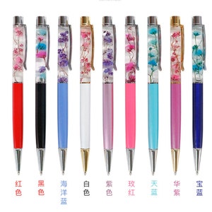 Floral Liquid Pen, Dried Flower Luxury Design, Flower Ballpoint Pen ...