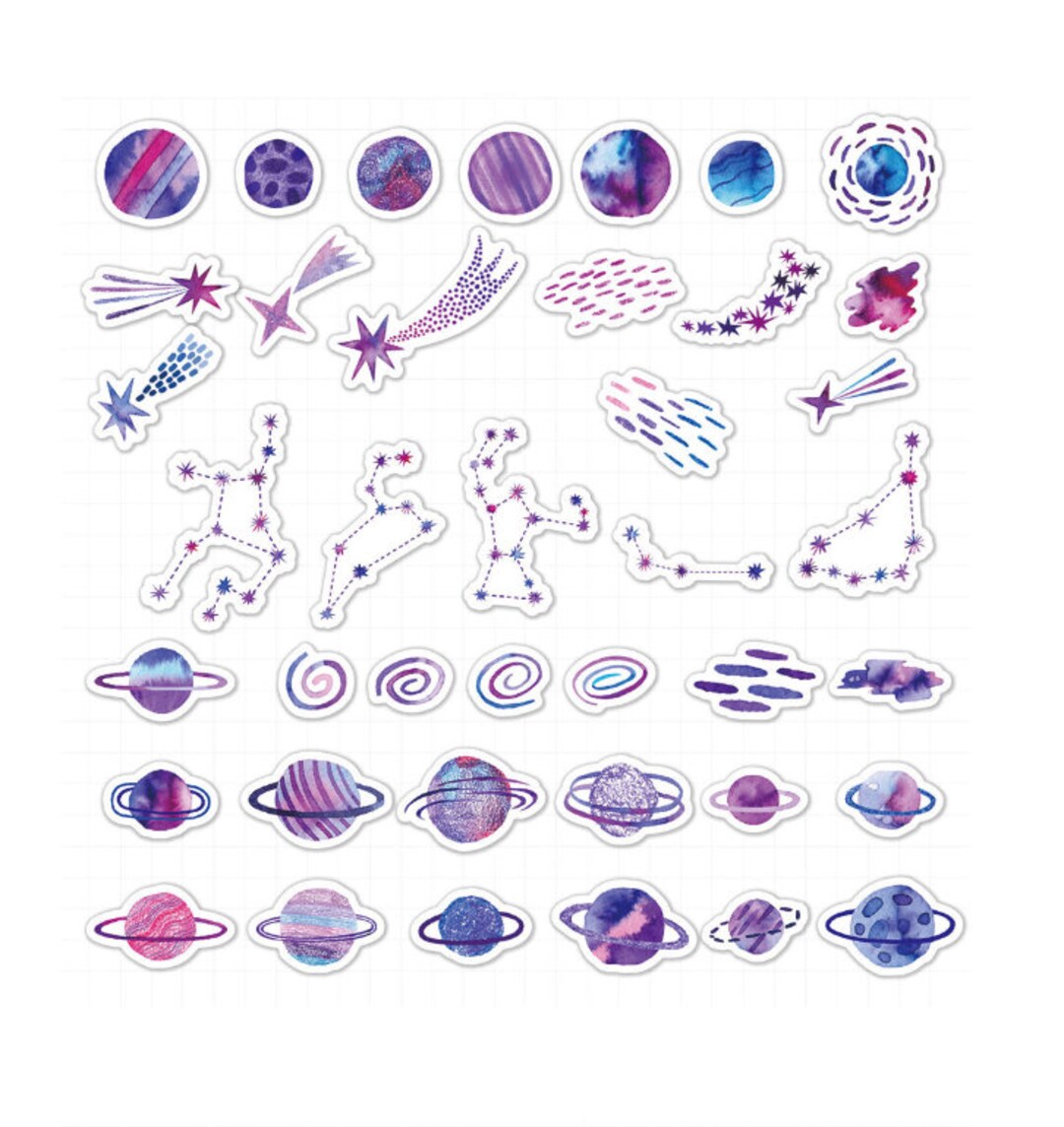 40pcs Star Stickers Cute Stickers Galaxy Cosmic Planet - Etsy