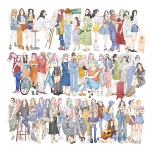50pcs, Girl Stickers, Cute Sticker Bag, Sweet Girl, Sticker Flakes ...