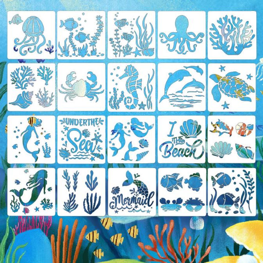 20pcs, Bullet Journal Stencil, Fish Stencil, Sea, Planner Stencil ...