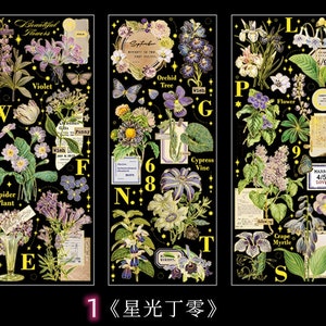 3 Sheets, Gold Foil Stickers, Flower Decorations, Various Flowers ...