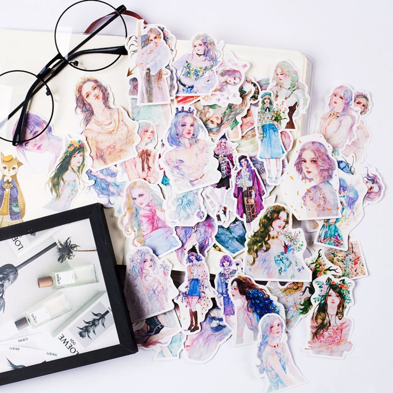51pcs Girl Stickers Cute Sticker Bag Sweet Girl Sticker - Etsy
