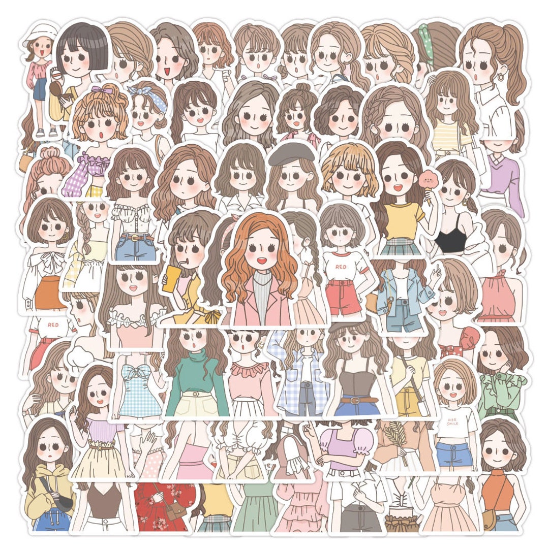60pcs Girl Stickers Cute Sticker Flakes Sweet Girl Sticker - Etsy