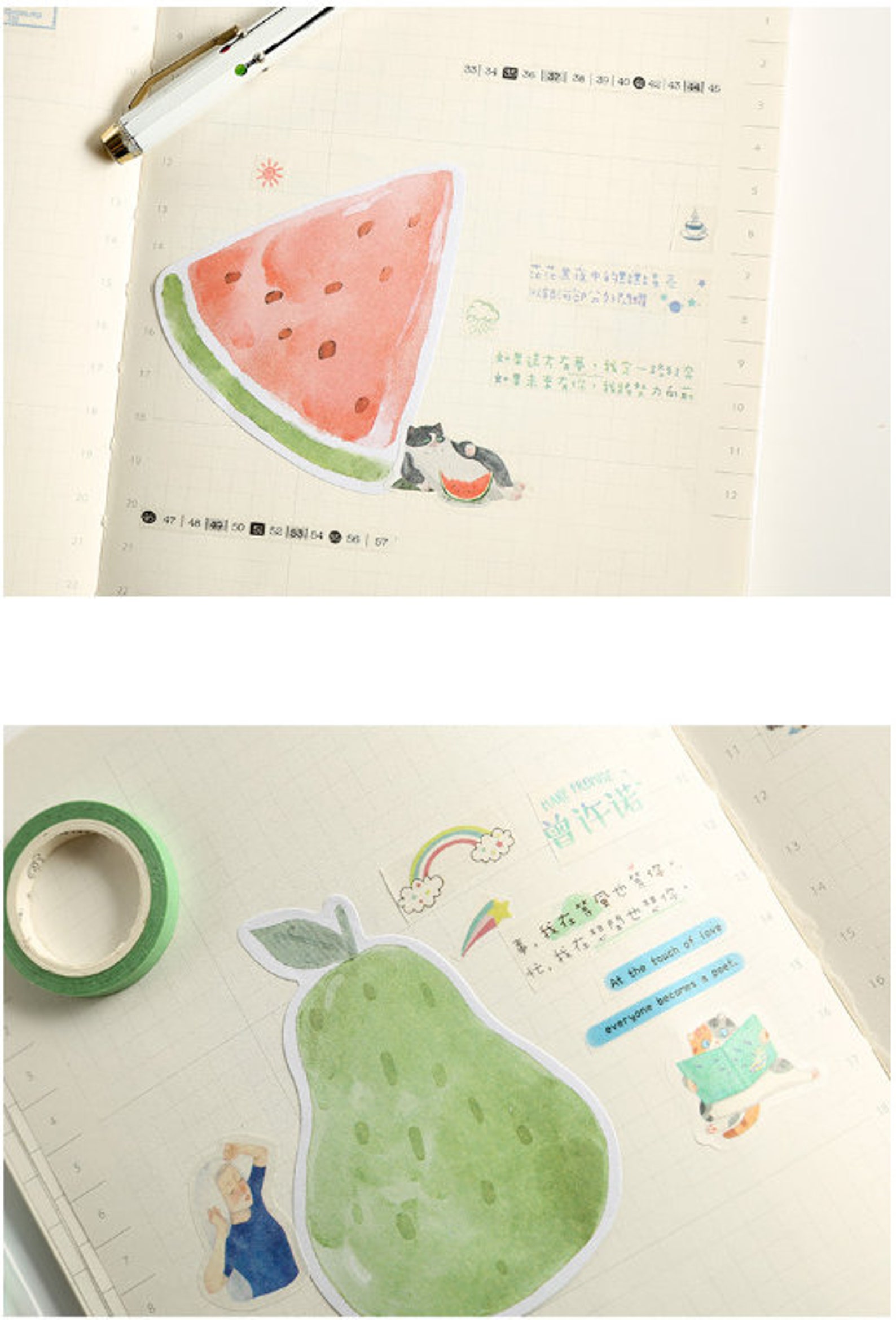 30sheets Fruit Sticky Notes Lemon Pear Peach Watermelon - Etsy