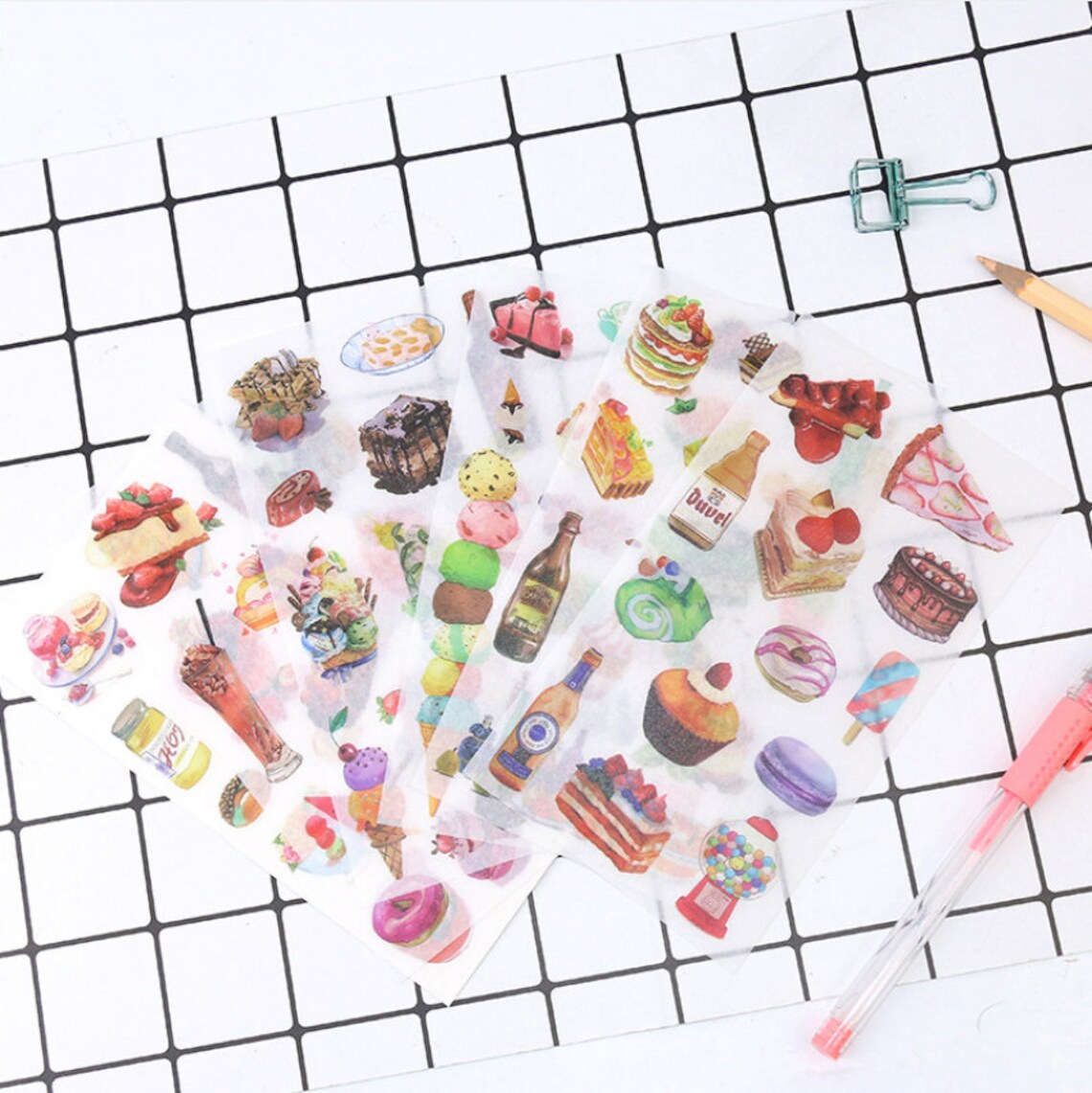 6 Sheets Cake Stickers Food Stickers Dessert Stickers Ice - Etsy
