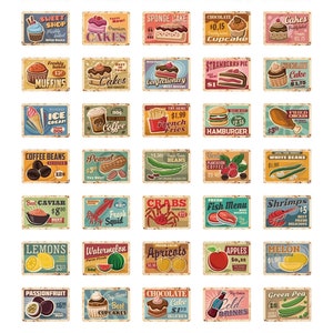 45pcs, Food Stickers, Retro Style Stickers, Planner Sticker, Kawaii ...