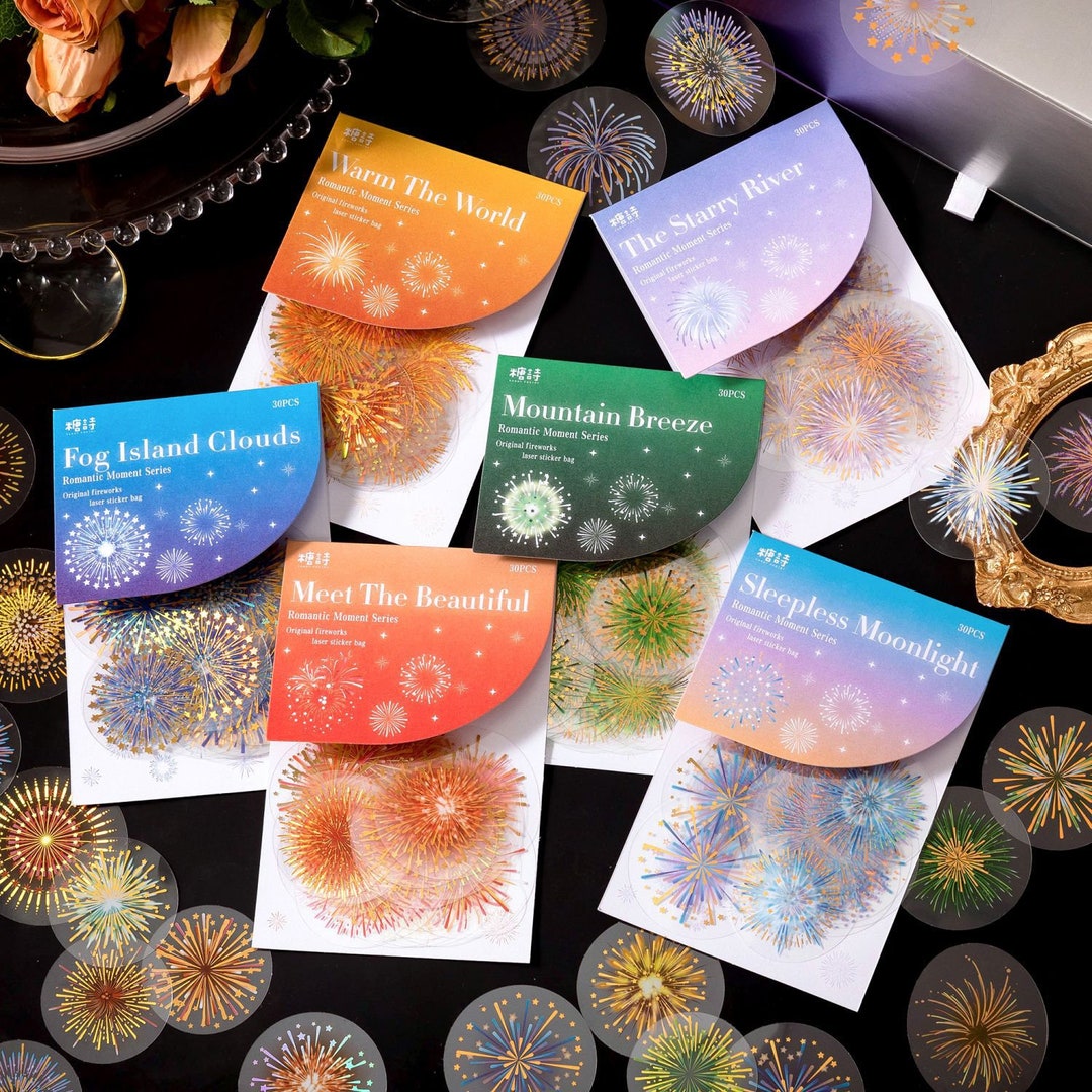 30pcs, Fireworks Stickers, Pretty Stickers, Photo Album Decoration ...