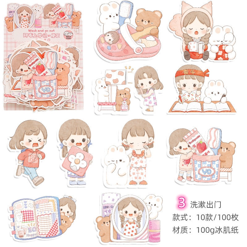 bear 100pcs cute girl junk journal paper scrapbook paper little girl ...