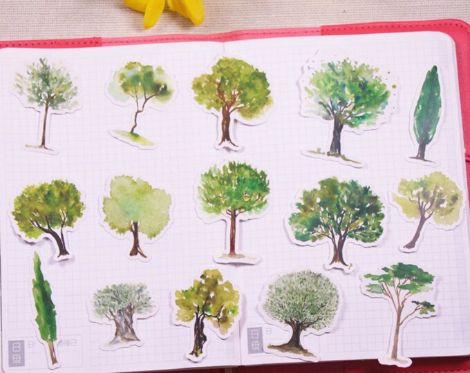 15pcs, Spring Tree Stickers, Tree Stickers, Green, Plant, Planner ...