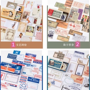 60pcs, Vintage Stickers, Written Stickers, Frame Stickers, Retro ...