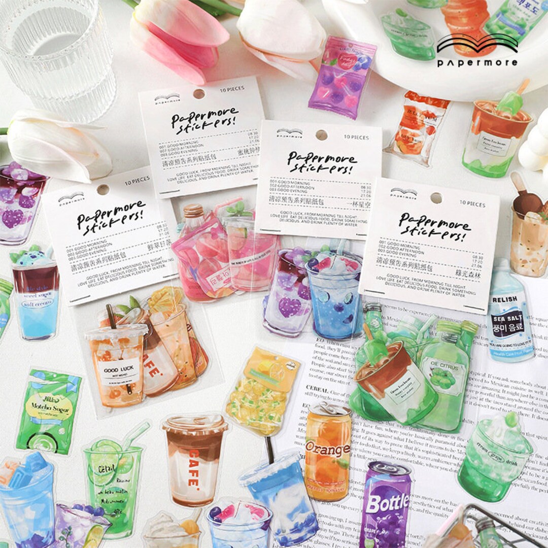 10pcs, Drinks Sticker, Sticker Flakes, Beverages, Planner Sticker ...