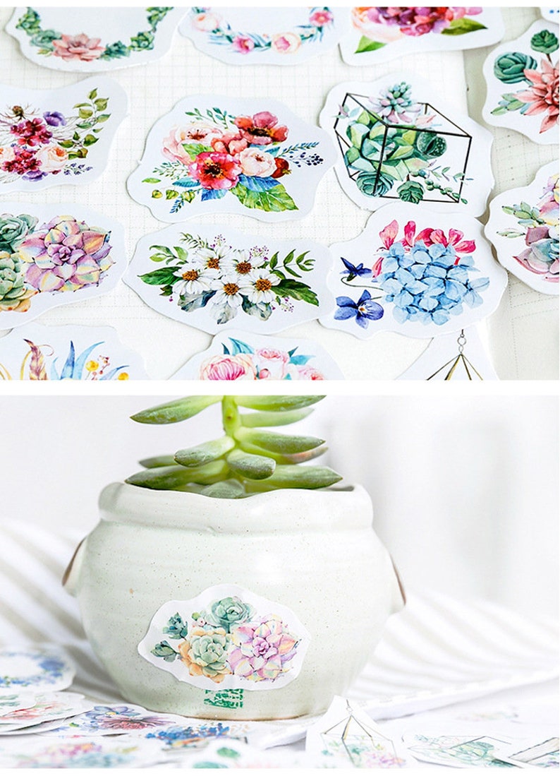 46pcs Succulent Stickers Plant Sticker Flower Stickers | Etsy