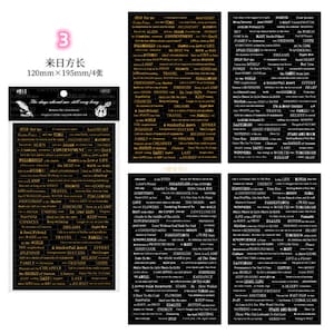 4 Sheets, English Stickers, Letters Stickers, Black Stickers, White ...