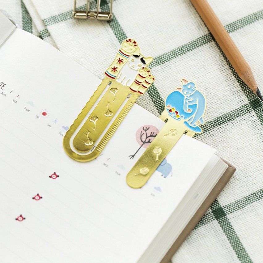 Cat Bookmark metal bookmark Bookmark bookmark set planner | Etsy