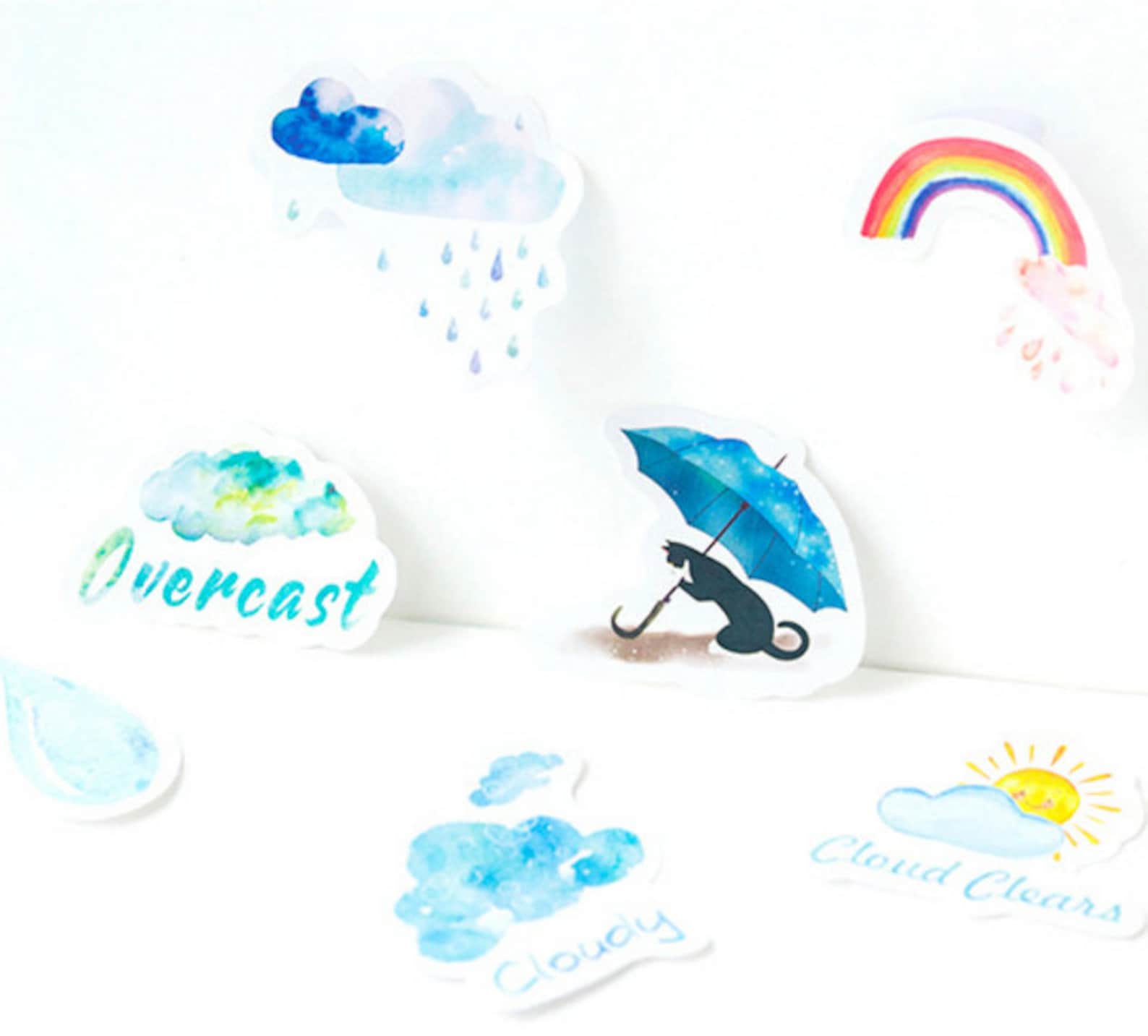 46pcs Weather Stickers Clouds Stickers Rain Sun Cat | Etsy