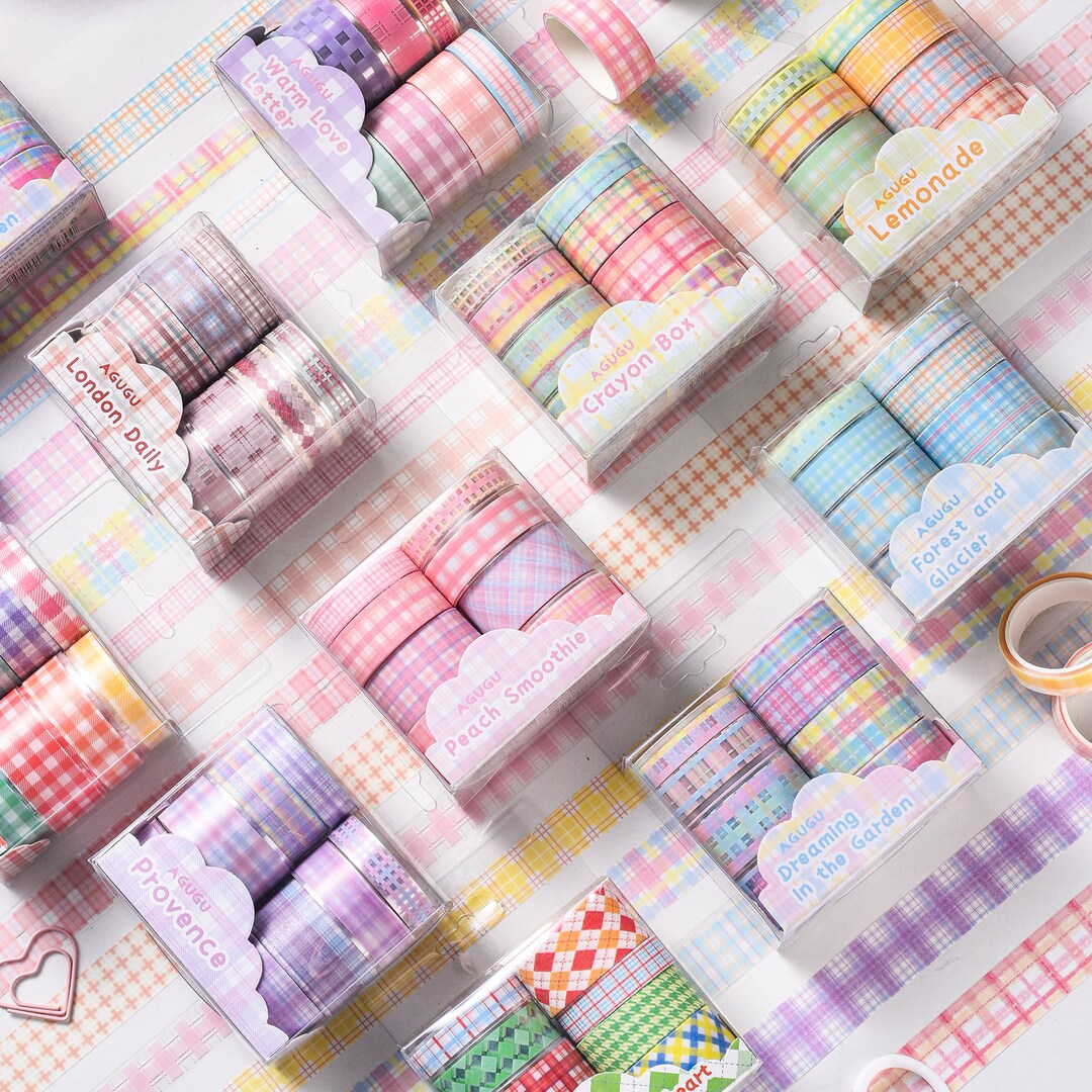 8 Rolls, Beautiful Tape, PVC Tape, Washi Tape, Grid, Ins Style, Masking ...