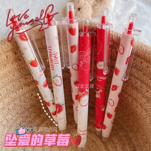 2pcs/set, Strawberry Retractable Gel Pen, Planner Pens, Kawaii ...