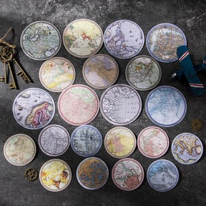 30pcs, World Map Stickers, Retro Style Stickers, Map Stickers, Planner ...