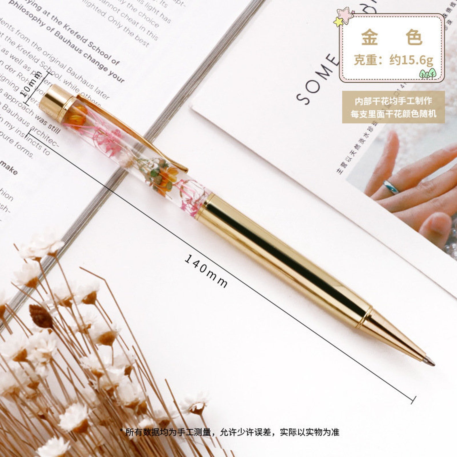Floral Liquid Pen, Dried Flower Luxury Design, Flower Ballpoint Pen ...
