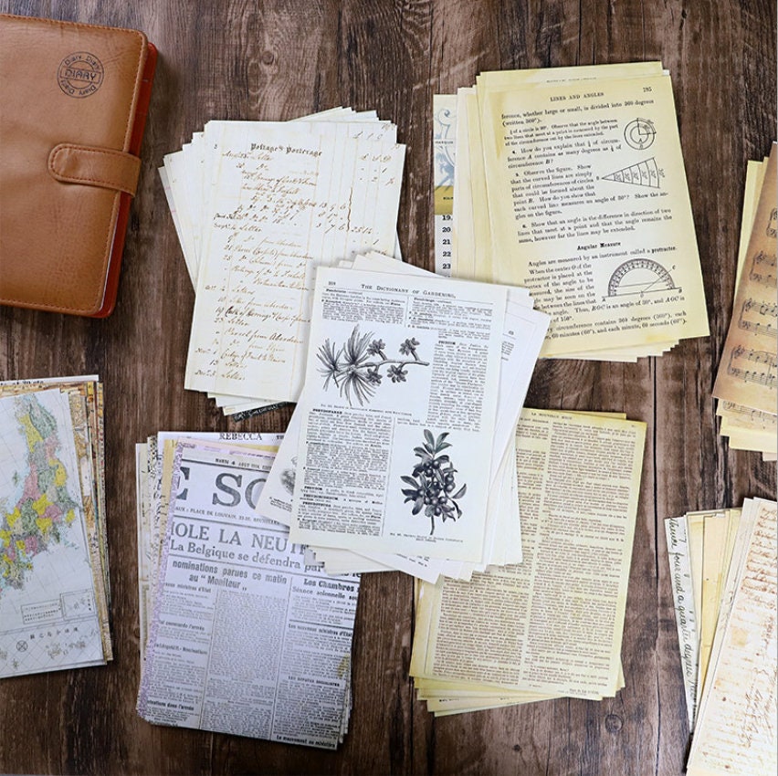 30pcs junk journal paper Vintage pages newspaper plants | Etsy
