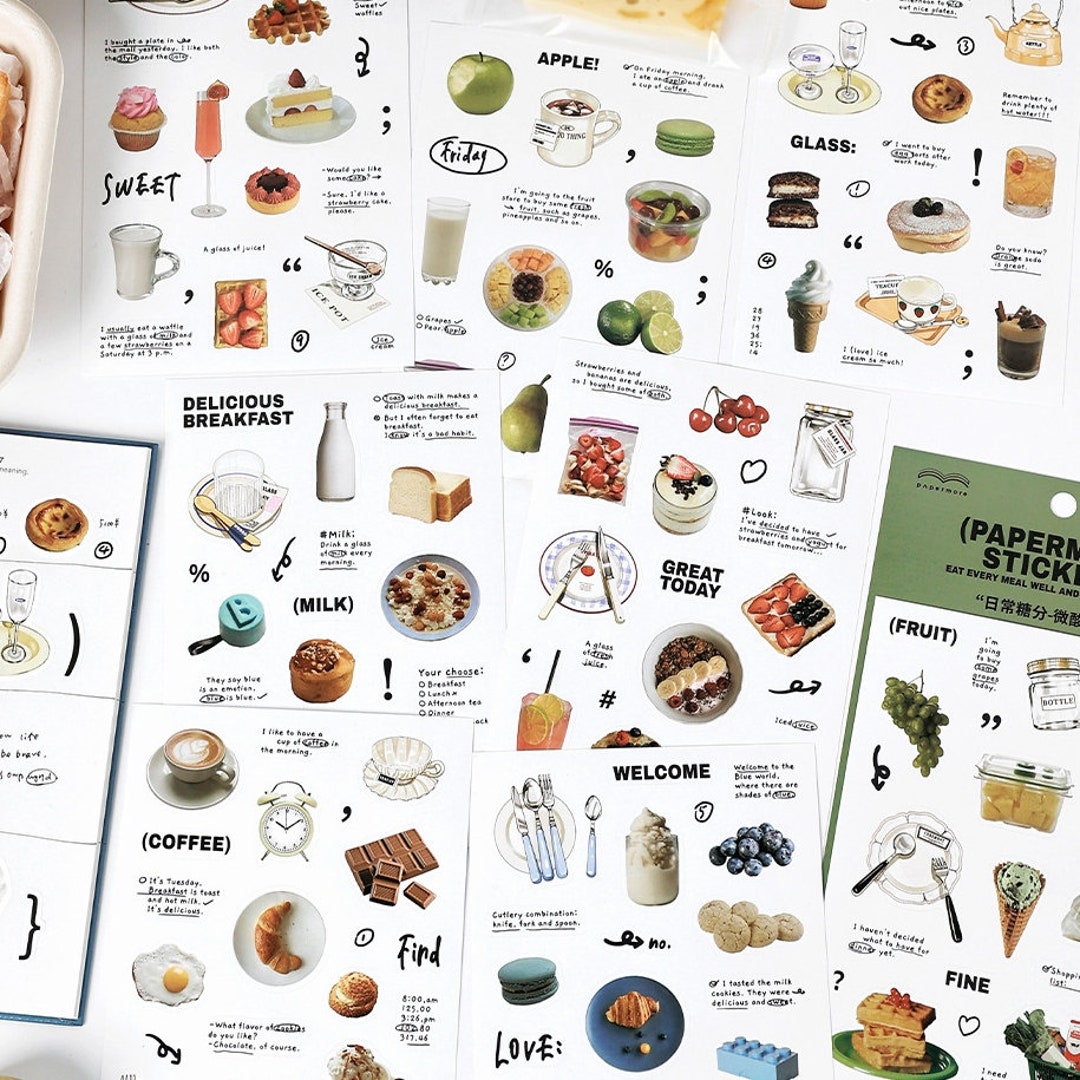 2 Sheets, Food Sticker, Life Stickers, Cute Stickers, Card ...