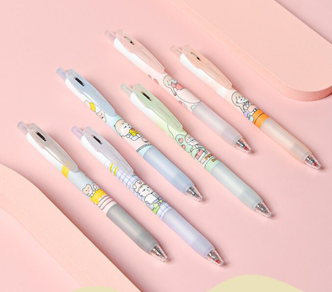 6pcs 0.5mm Gel Pen Cartoon Pen Girl Kawaii Stationary | Etsy