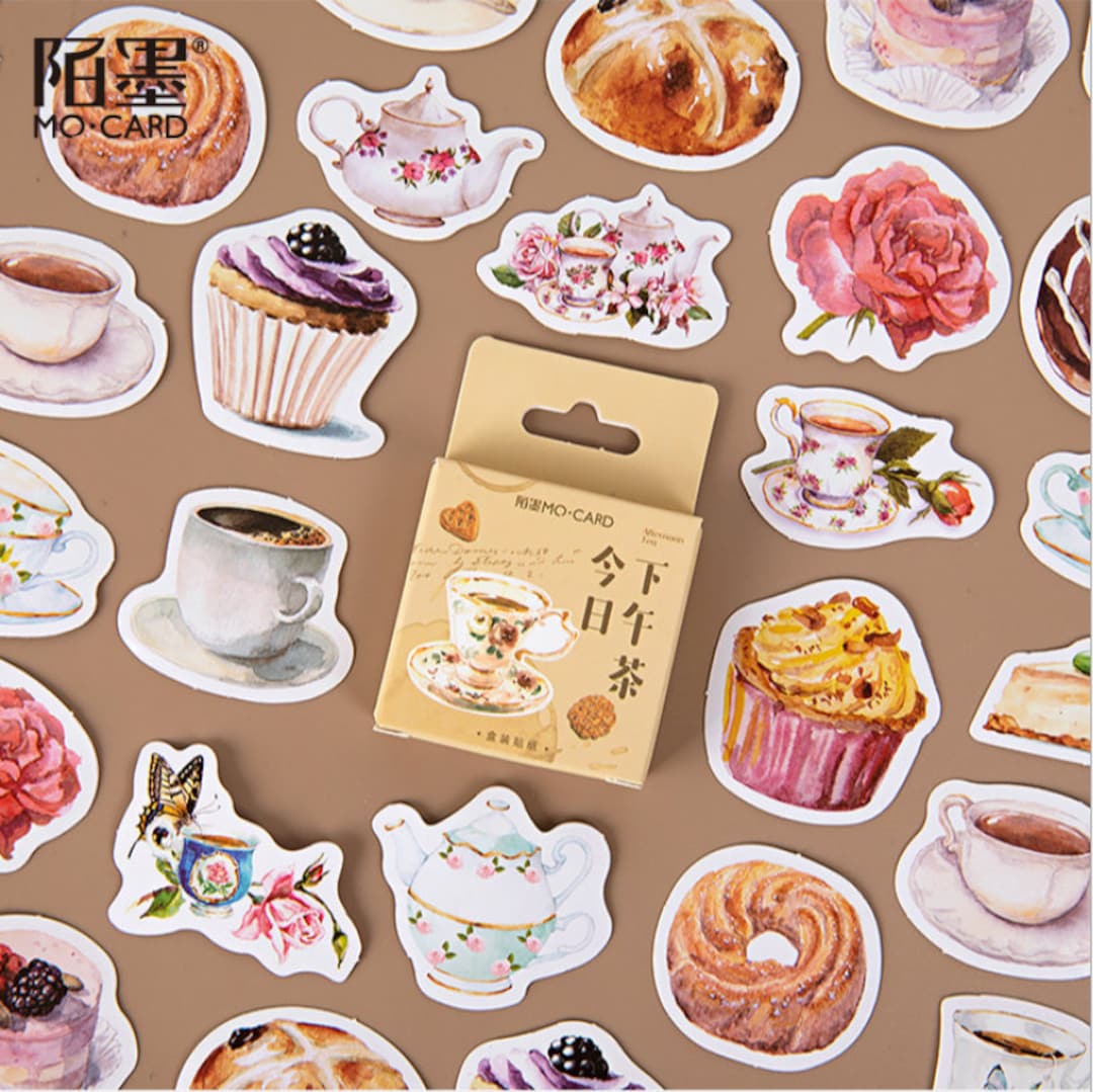 46pcs, Dessert Stickers, Cake Stickers, Bread, Tea, Cup, Delicious Food ...