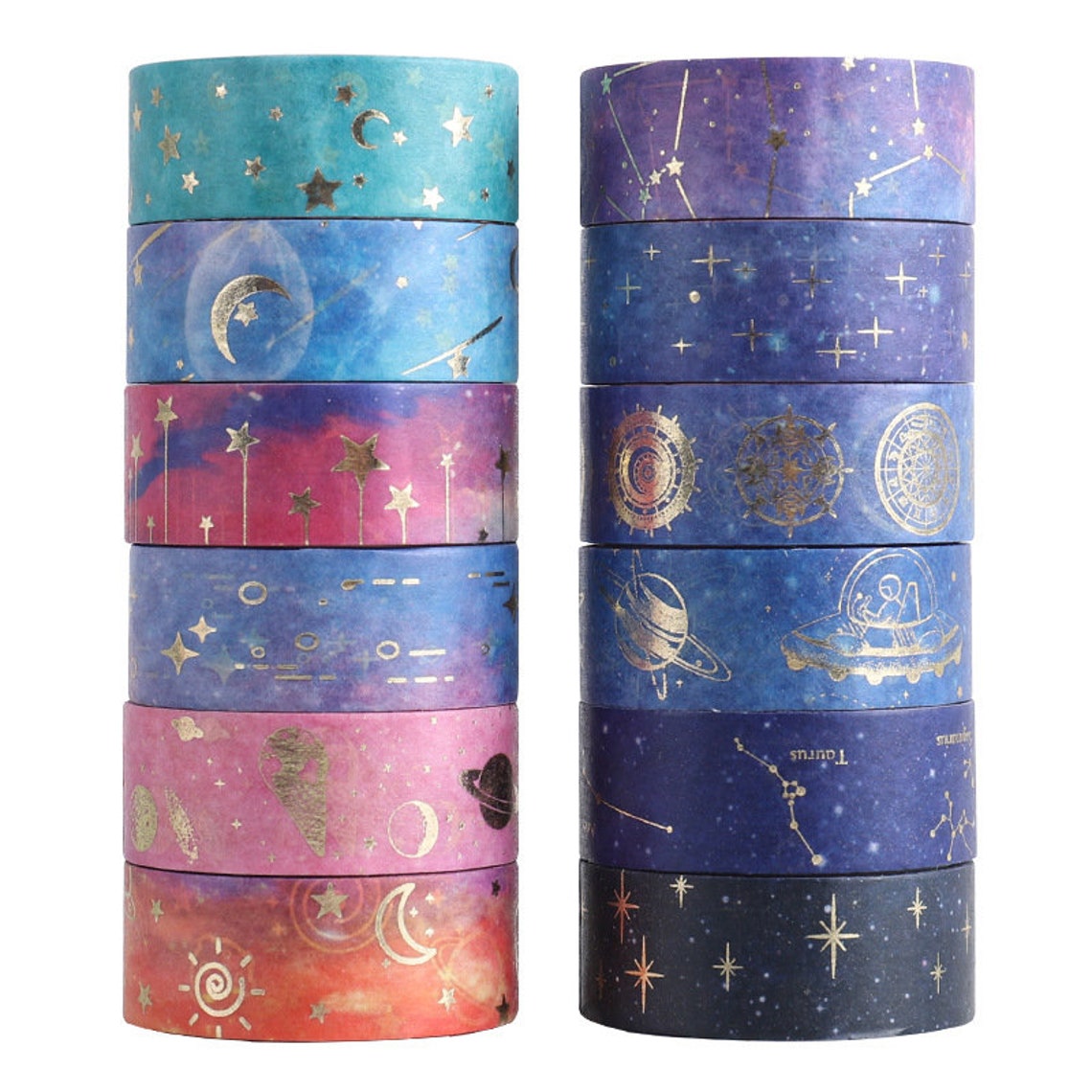 12 Rolls Galaxy Washi Tape Cosmic Washi Tape Universe Gold - Etsy