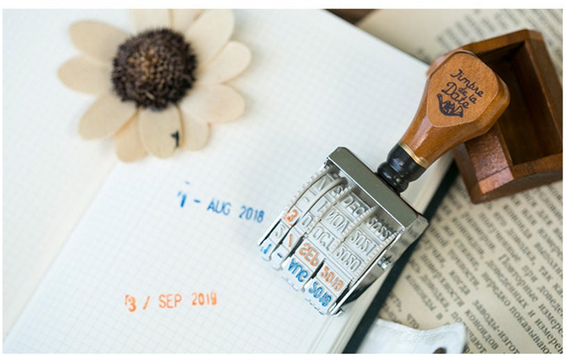 Date stamp Planner Stamp Wooden Stamp Roller Date Stamp | Etsy