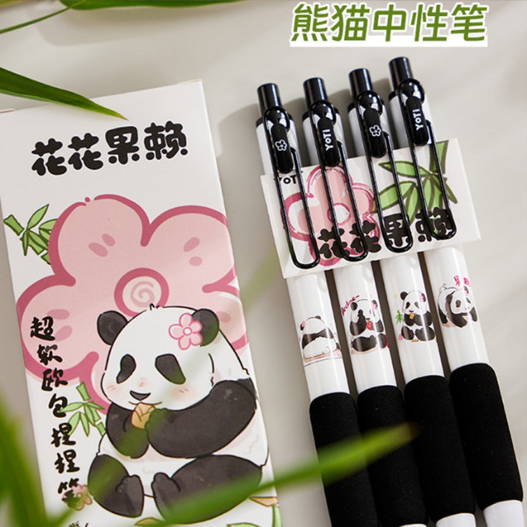 4pcs, Panda Gel Pen, Black Gel Pens, 0.5mm, Kawaii Stationary, Cute ...
