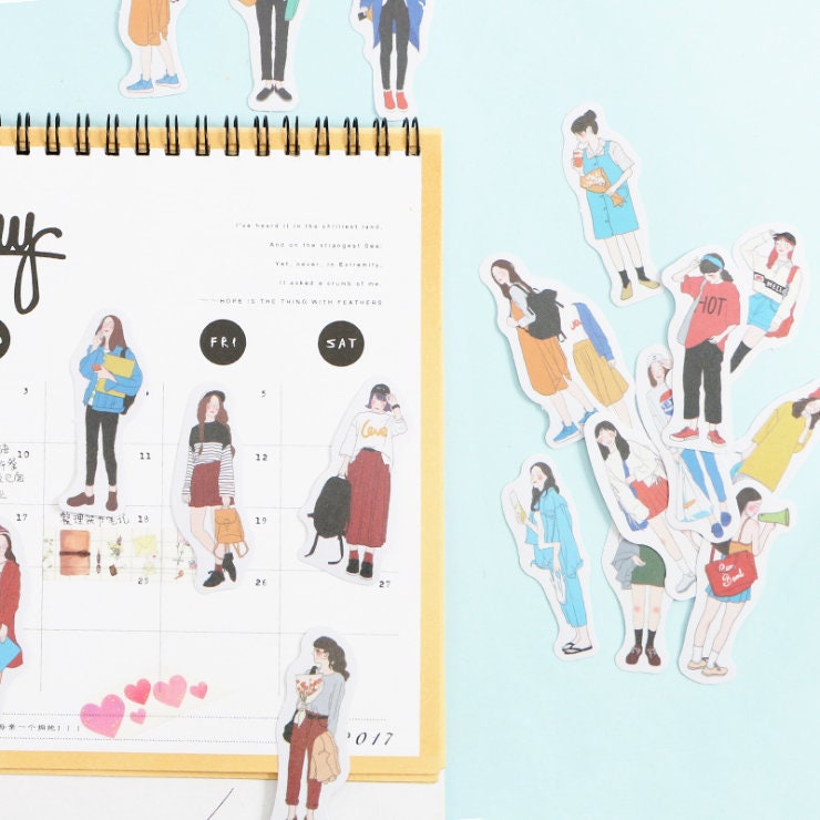 40pcs Girl stickers cute girl boy cat Planner Sticker | Etsy