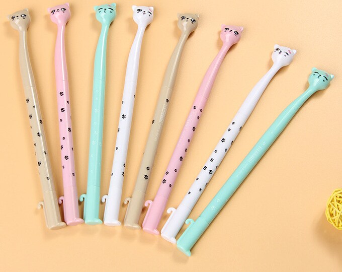 Set of 4, Cat Pens, Cute Cat Gel Pen, Cartoon Pen, Kawaii Stationary ...