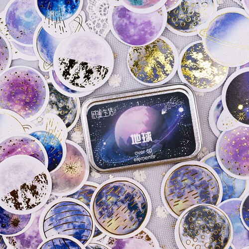 60pcs Star Stickers Moon Galaxy Cosmic Planet Universe - Etsy